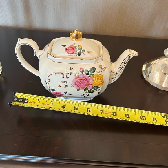 Vintage | Kitchen | Sadler Cube Teapot Pink Yellowcabbage Roses Motif ...